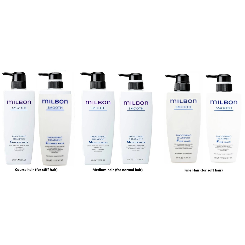 Nippon [100% Authentic] Global Milbon Smoothing Shampoo Treatment 500ml Series Course hair ...