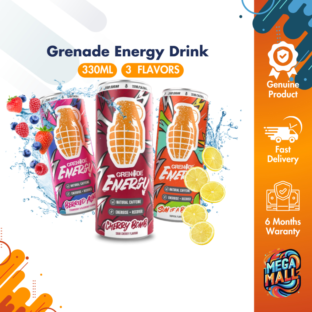 Grenade Energy Drink Explosive Power Boost Sugar-Free Fuel Intense ...
