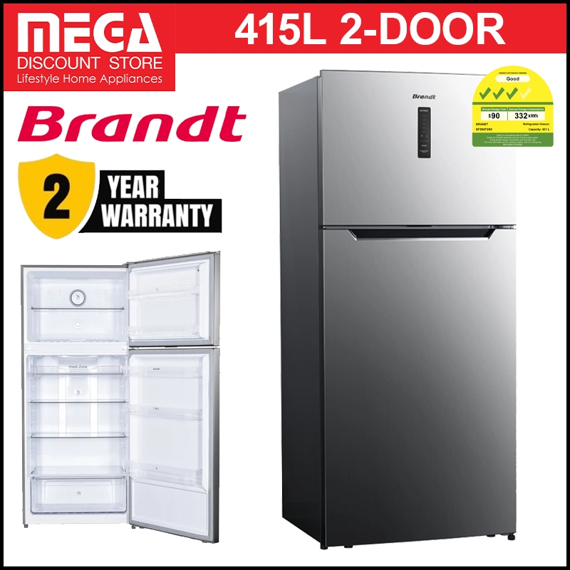 BRANDT BFD8072NX 415L 2-DOOR FRIDGE (3 TICKS) | Shopee Singapore