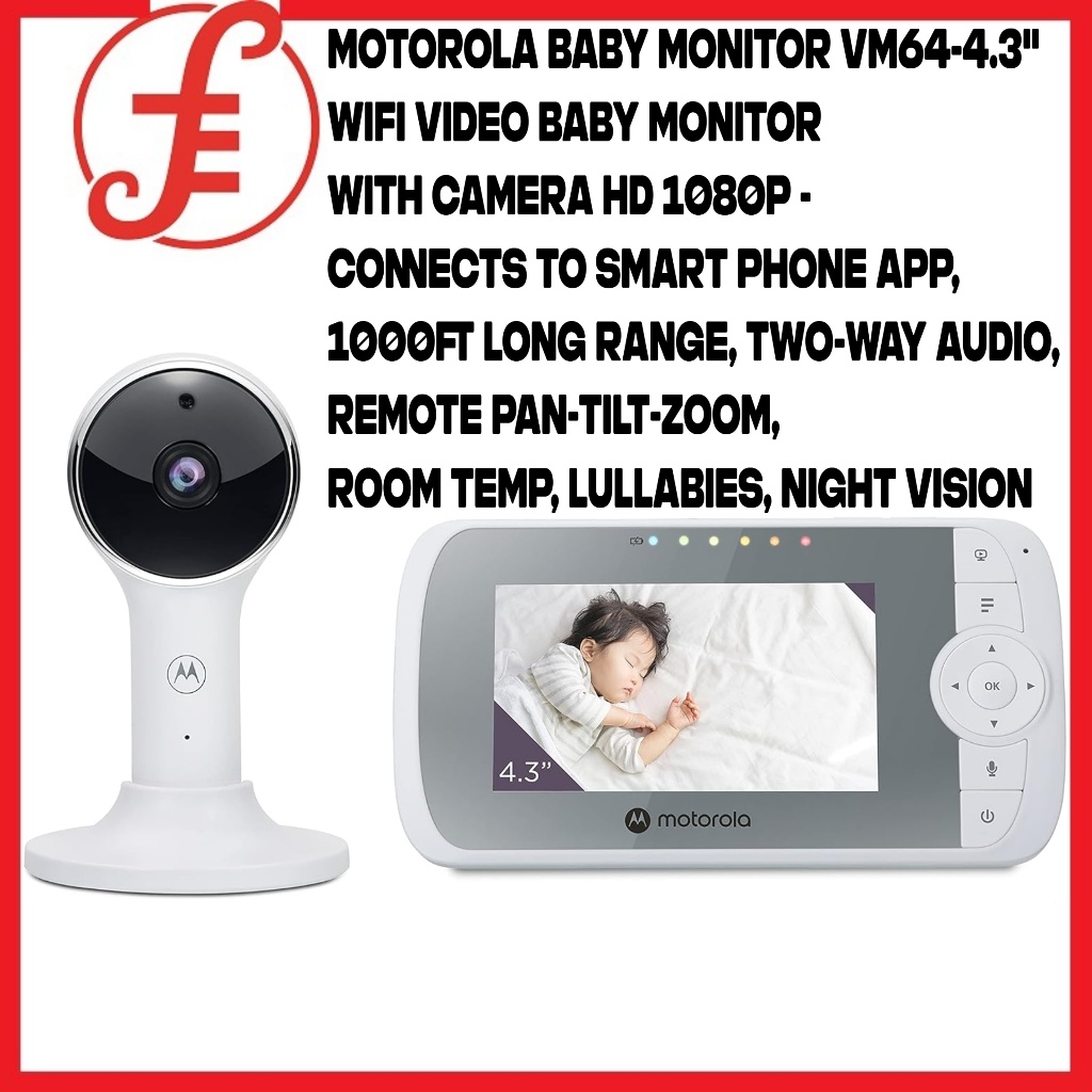 Motorola Baby Monitor VM64-4.3" Full HD 1080P WiFi Video Baby Monitor ...