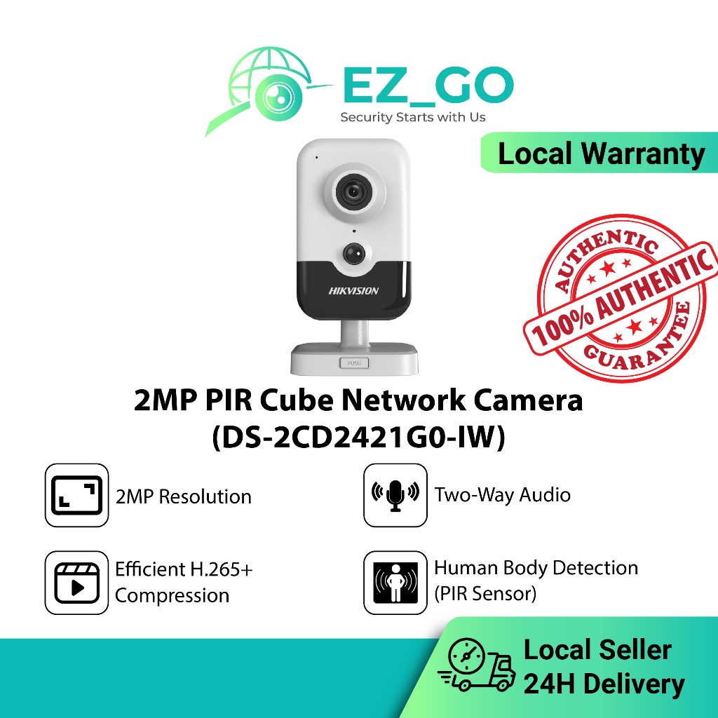 Hikvision 2MP PIR Cube WIFI Network Camera DS-2CD2421G0-IW with 2 Ways ...