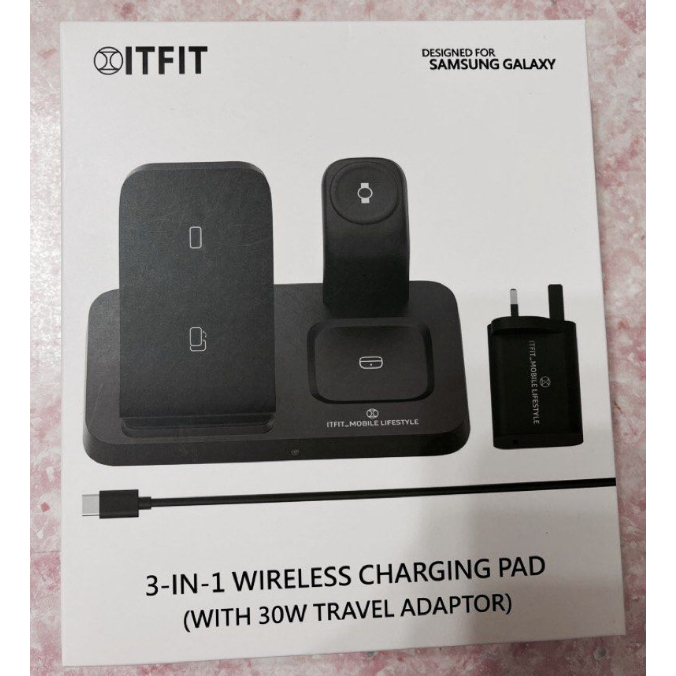Samsung ITFIT 3-in-1 Wireless Charging Pad (with 30W UK Plug Travel ...