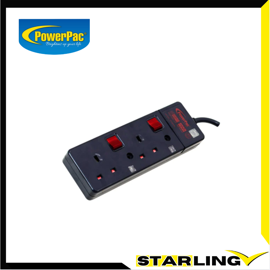 PowerPac 2 way 3 metre Extension Cord with 2-Pin Direct. (PP3882BK ...