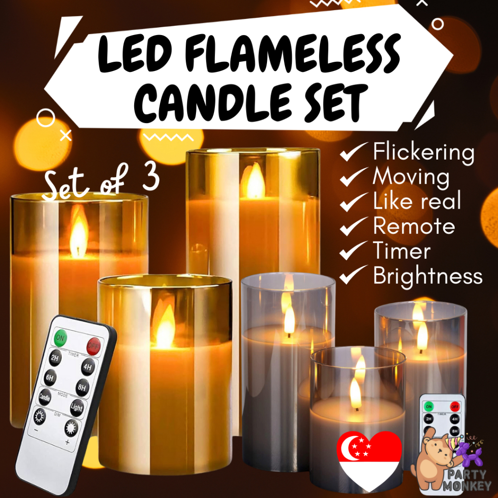 [SG Seller] LED Flameless Candle Flickering Moving Candles Wedding ...