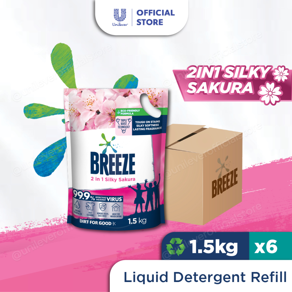 [Bundle of 6 Refill] Breeze Liquid Detergent Refill 1.5kg Carton Deal ...