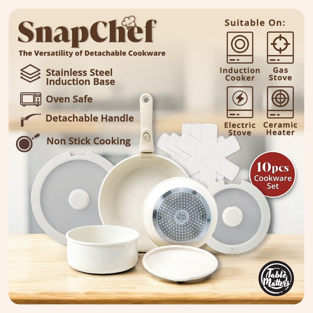 Table Matters -SnapChef Cookware Set with Detachable Handles [Frying Pan| Pot | Detachable ...