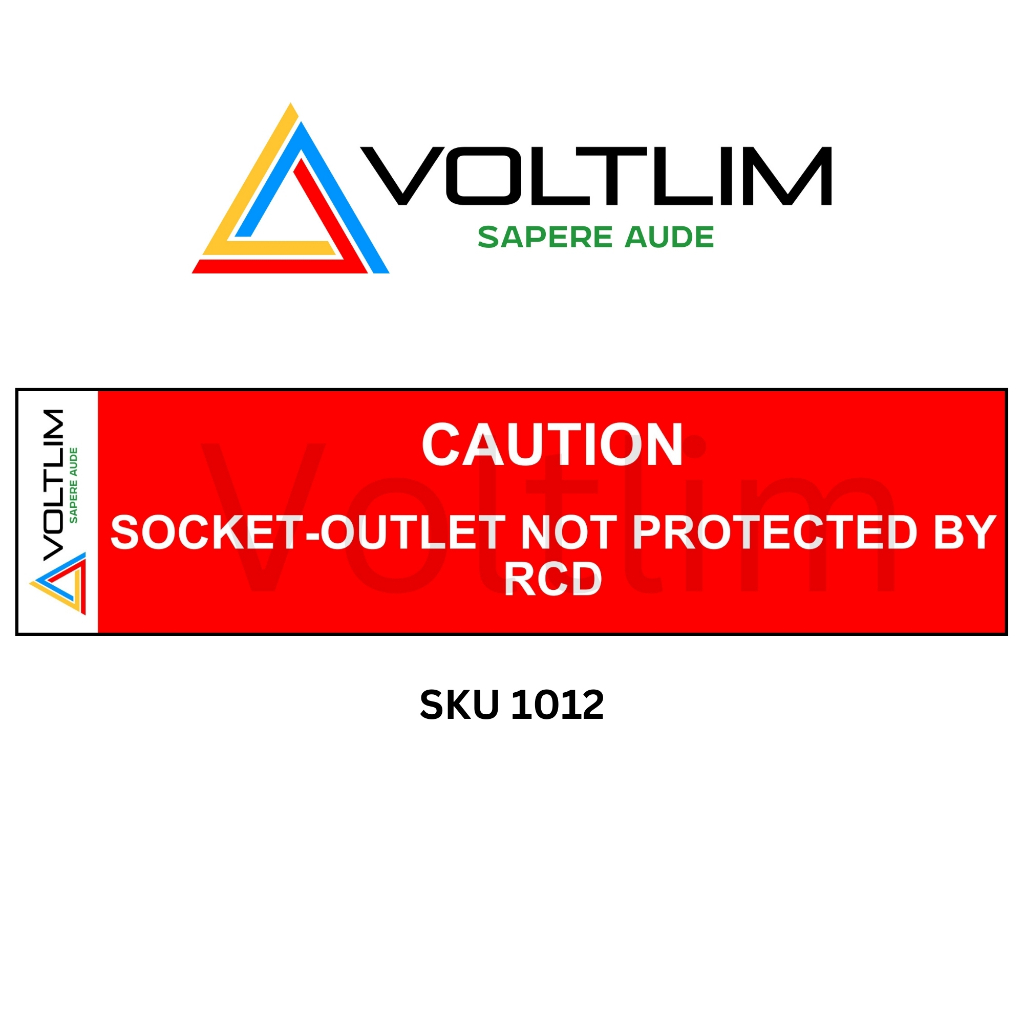 SS 638 Caution Socket-Outlet Not Protected By RCD Label Sticker 60mm x ...