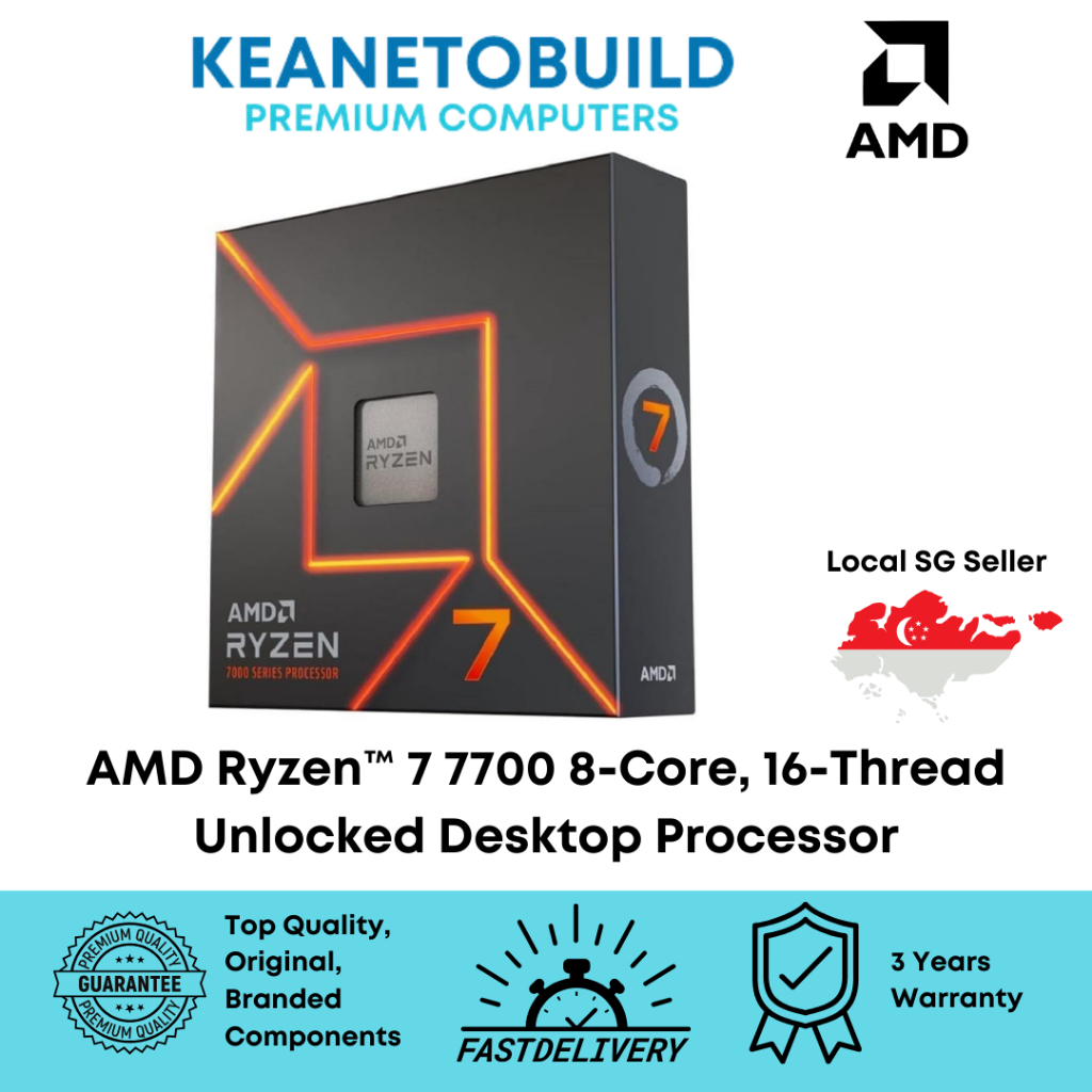 [READY STOCK] AMD Ryzen 7 7700 7000 Series Desktop CPU 8 cores 16 Threads 65W 40MB Cache Gaming ...