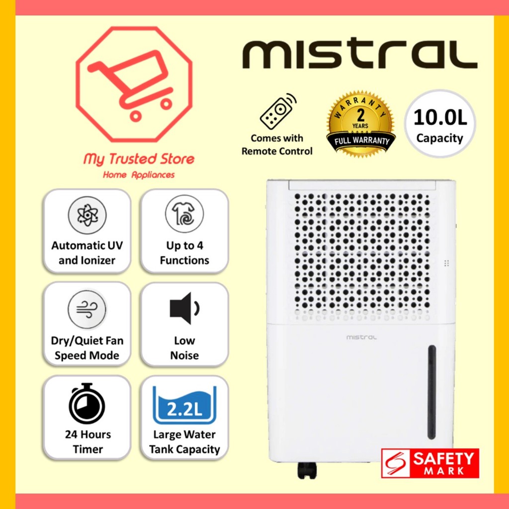 Mistral MDH1022 10L Dehumidifier with Ionizer and UV | Shopee Singapore