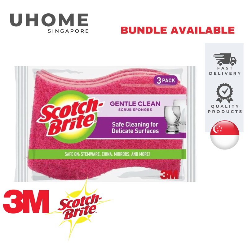 3M Scotch Brite Gentle Clean Scrub Sponge (Safe Cleaning for Delicate ...