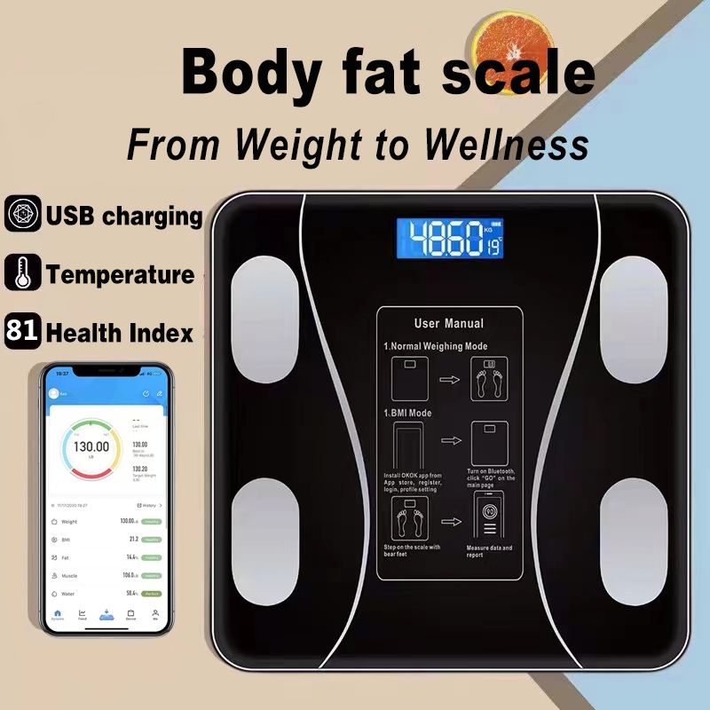 Digital Weighing Scale Body fat Scale Weight Scale Tempered Glass Weigh ...