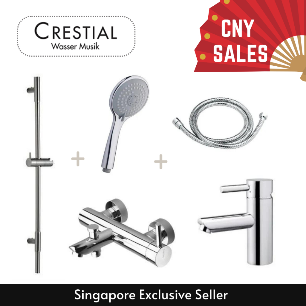 CRESTIAL Bathroom Bundle Eins+ Bath Mixer C33574W2 +Shower Bar ...