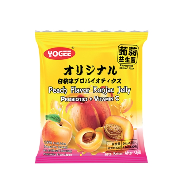 Yogee Peach Flavour Konjac Jelly 20g x 6 pieces - New !!!! | Shopee ...