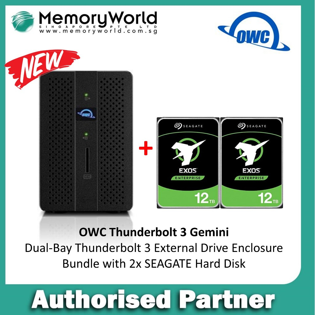 OWC Thunderbolt GEMINI Dual-Bay Thunderbolt 3 Enclosure Bundle with 2x ...
