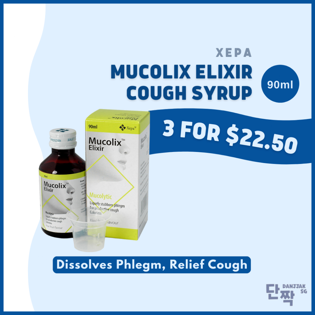 Mucolix Elixir Cough Syrup Kiwi Flavour 90ml (Dissolves Stubborn Phelgm ...