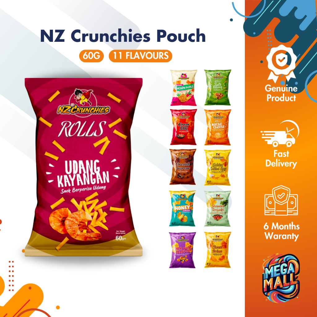 NZ Crunchies 60g Snack Rolls - Sweet & Savoury, Honey, Cheese, Salted ...