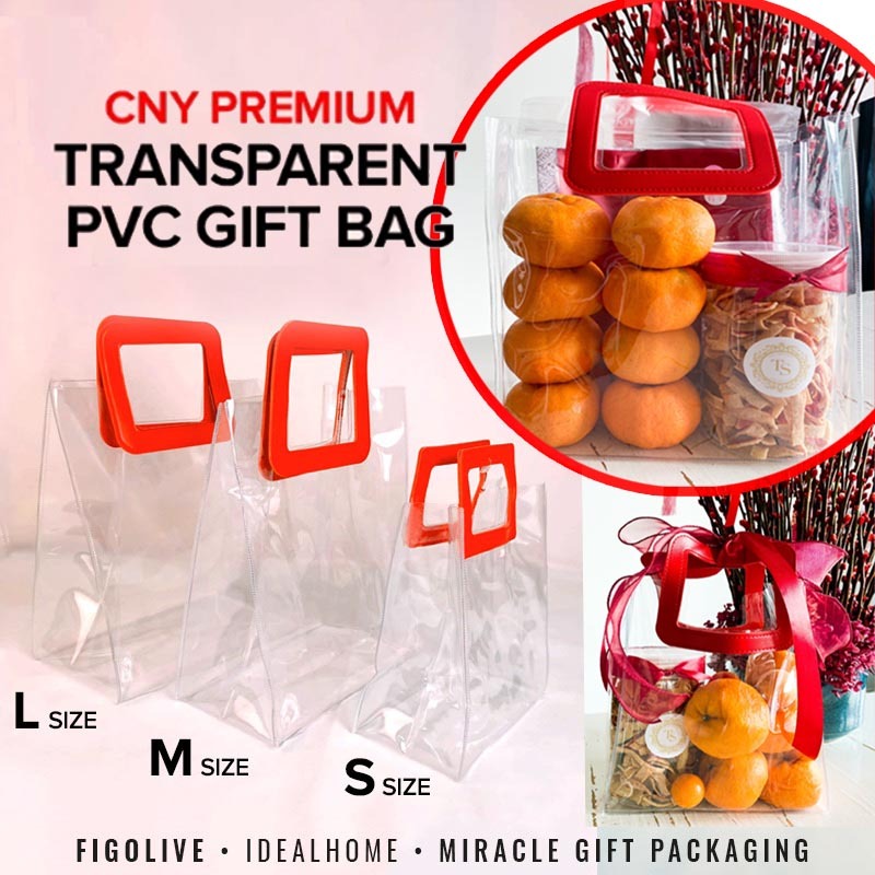 [SG Seller] Premium Solid Transparent PVC Bag / Hamper Gift Bag ...
