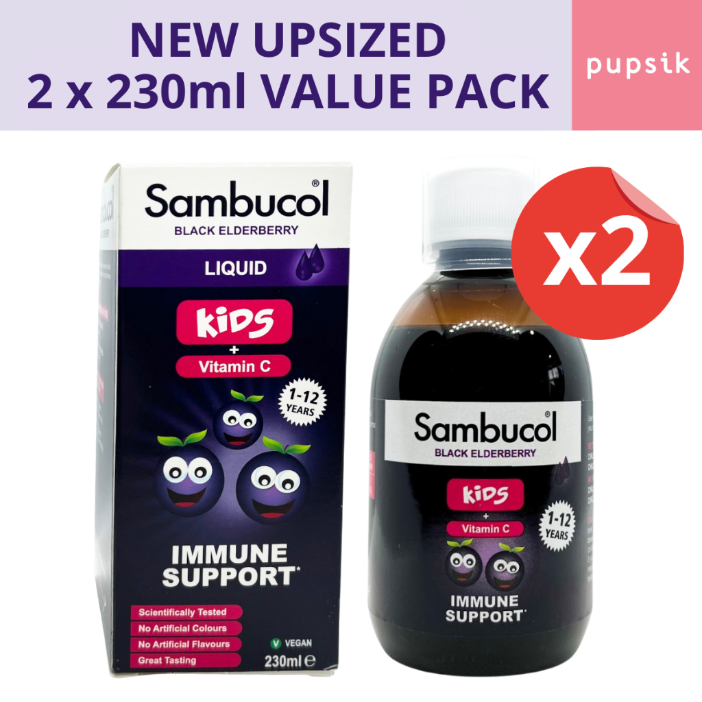 [2 x 230ml] [Exp 01/27] Sambucol Kids Formula Vitamin C, 230ml (1-12y, UK) /Immunped / Lactogg ...