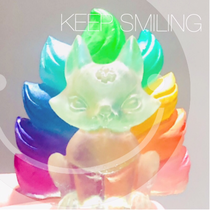 SG handmade rainbow nine tailed fox ornament fengshui epoxy anime ...