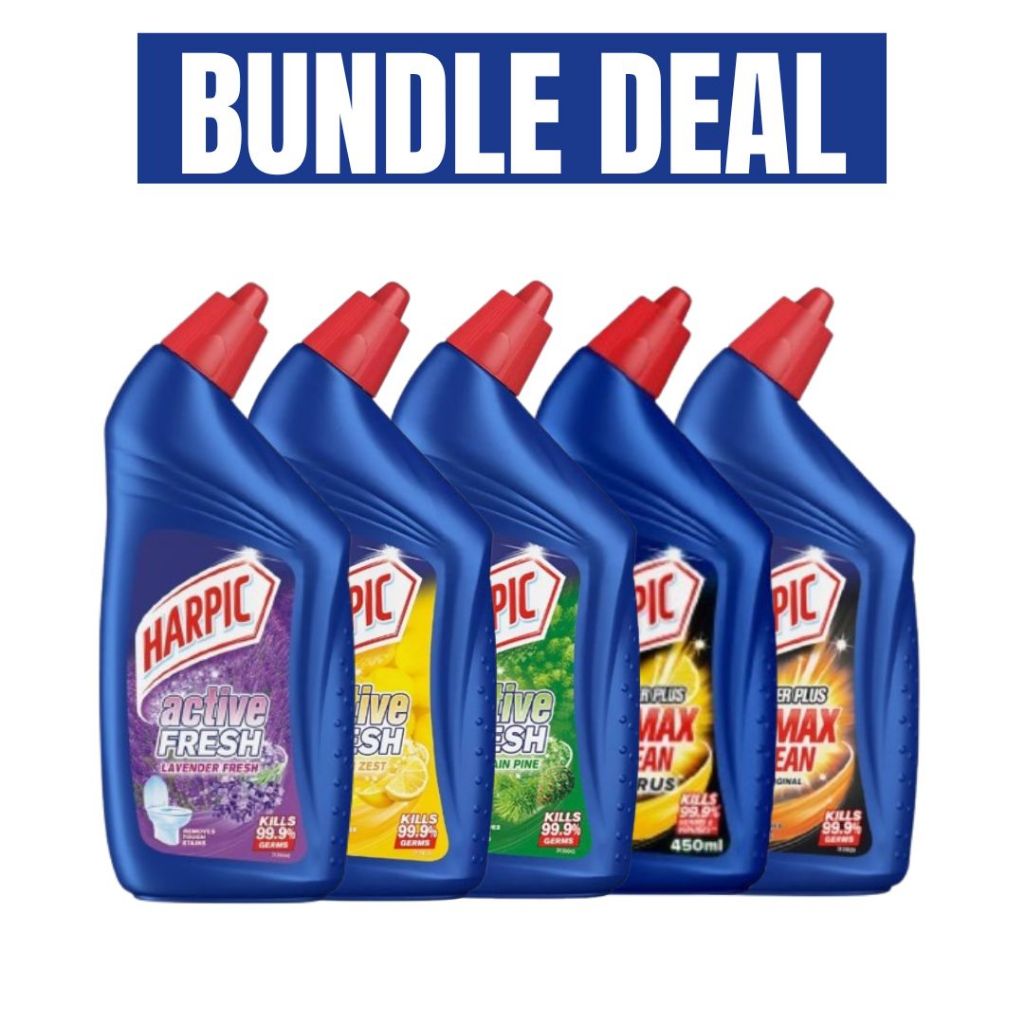 (Bundle of 5) Harpic Toilet Bowl Cleaner Disinfectant Liquid 500ML ...