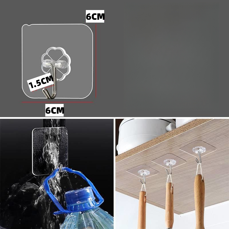 【SG Stock】20KG Load Magic Hook Kitchen Without Nails Strong Transparent ...