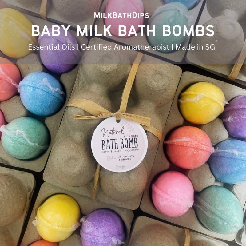 MILKBATHDIPS Baby Bath Bomb - Kids Safe - 40g | Shopee Singapore