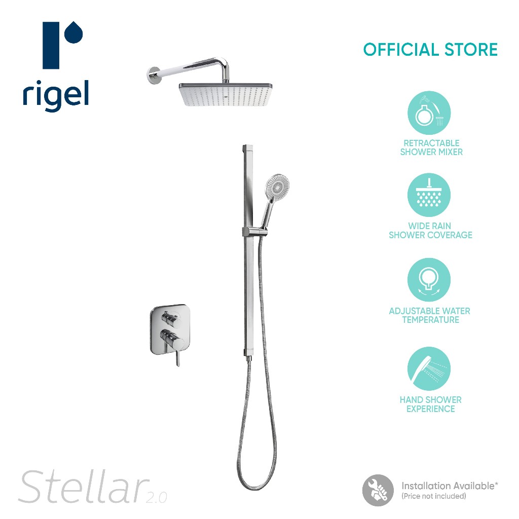 RIGEL Chrome Concealed Rain shower system Stellar 2.0 | Shopee Singapore