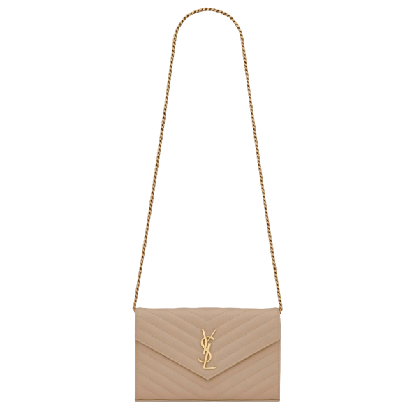 Pre order YSL cassandre envelope chain wallet in grain de poudre ...
