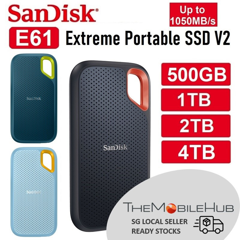 SanDisk E61 Extreme Portable SSD 500GB 1TB 2TB USB 3.2 Gen 2 Solid State Drive Storage NVME ...