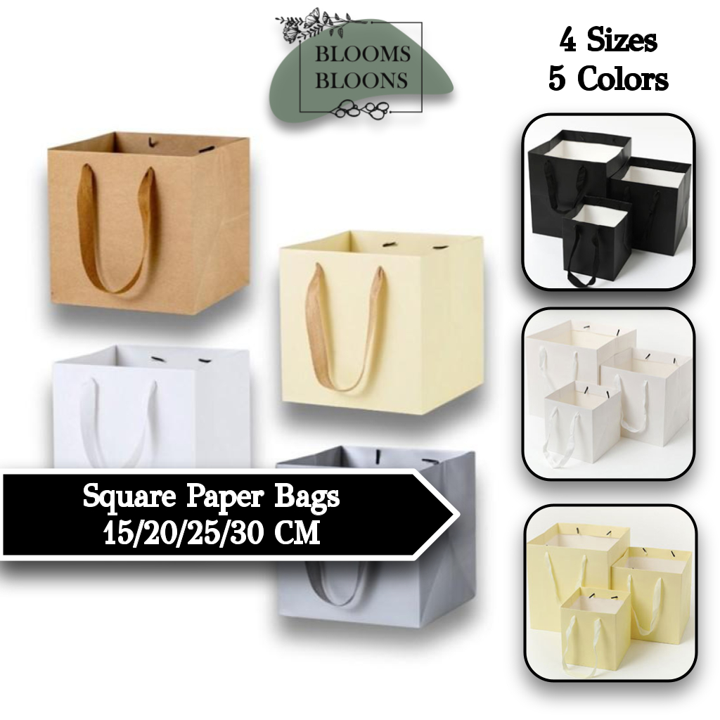 [SG] 10pcs/Pack Square Paper Gift Bags With Handle Kraft Bag | Shopee ...
