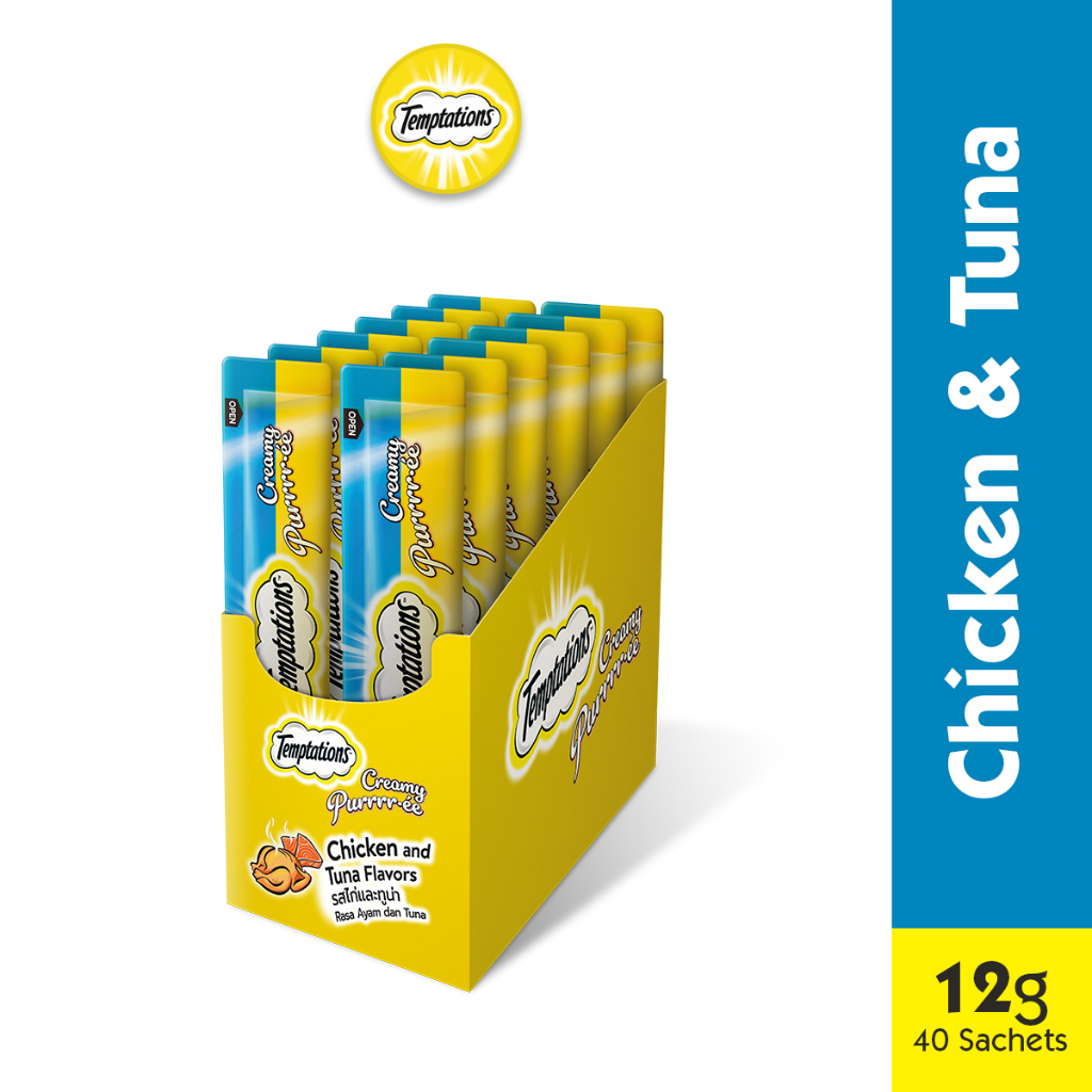 Temptations Cat Treats Creamy Purrrr-ee Cat Snacks - Chicken and Tuna ...