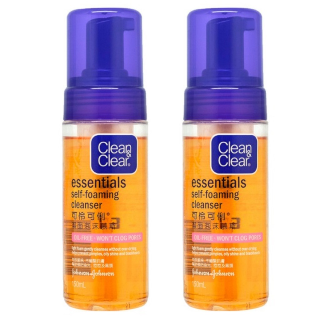 (BUNDLE OF 2) CLEAN & CLEAR ESSENTIALS SELF FOAMING CLEANSER 150ML ...