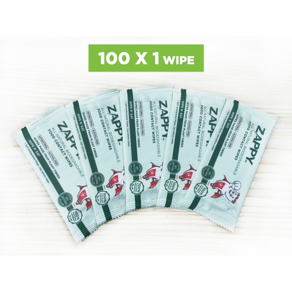Zappy All Natural Biodegradable Food Contact Wipes 100 Pc Per Package ...