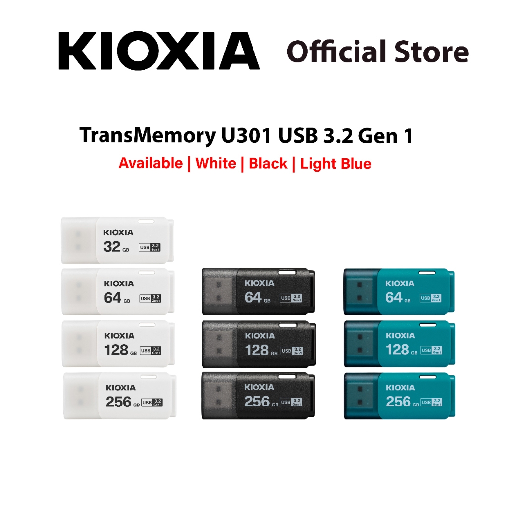 KIOXIA TransMemory U301 USB3.2 Gen 1 Flash Drive in 32GB | 64GB | 128GB ...
