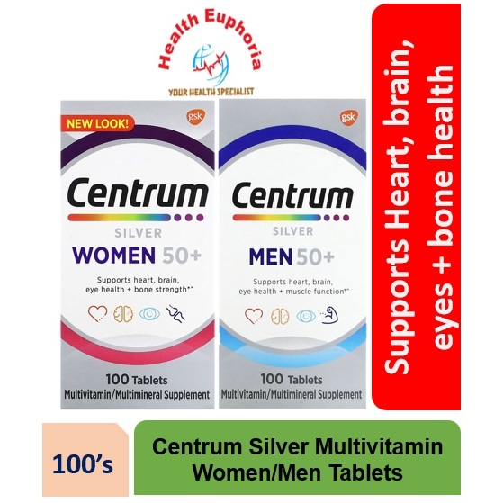 Centrum Silver Men / Women 50+ 100 Tablets *Multivitamin* | Shopee ...