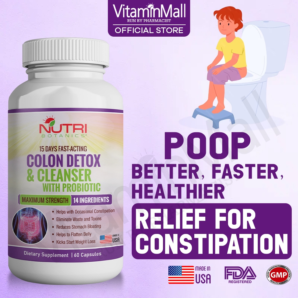 Nutri Botanics Colon Detox Constipation Relief Bloating Supplement ...