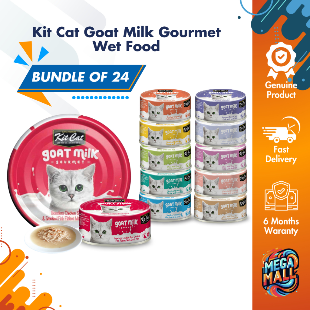 [Bundle of 24] Kit Cat Goat Milk Gourmet Wet Food Cans Irresistible ...