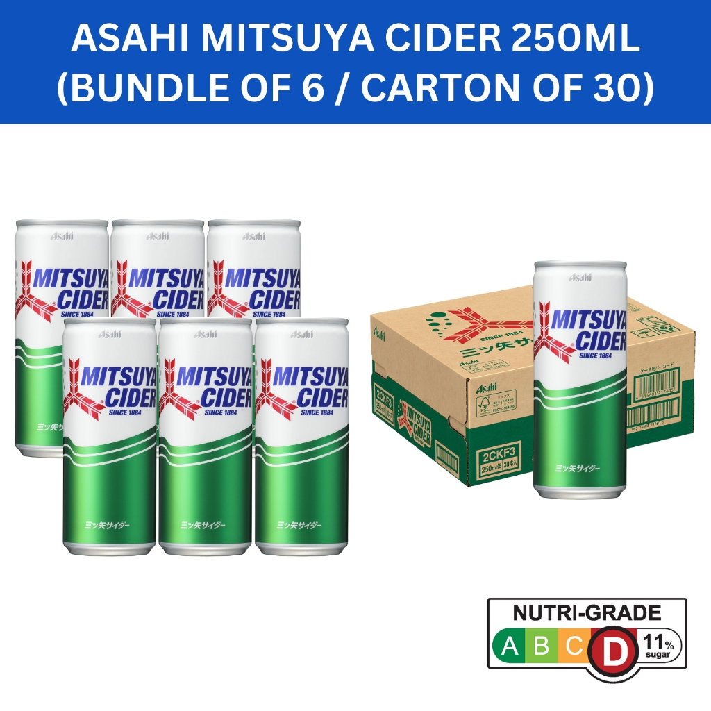 Asahi Mitsuya Cider Can 250ml [Bundle of 6/Carton of 30] | Shopee Singapore