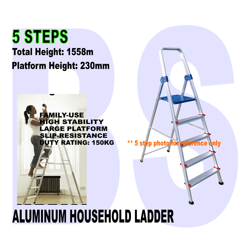 BANSOON 5 Steps household ladder. 150kg capacity. sturdy yet light ...