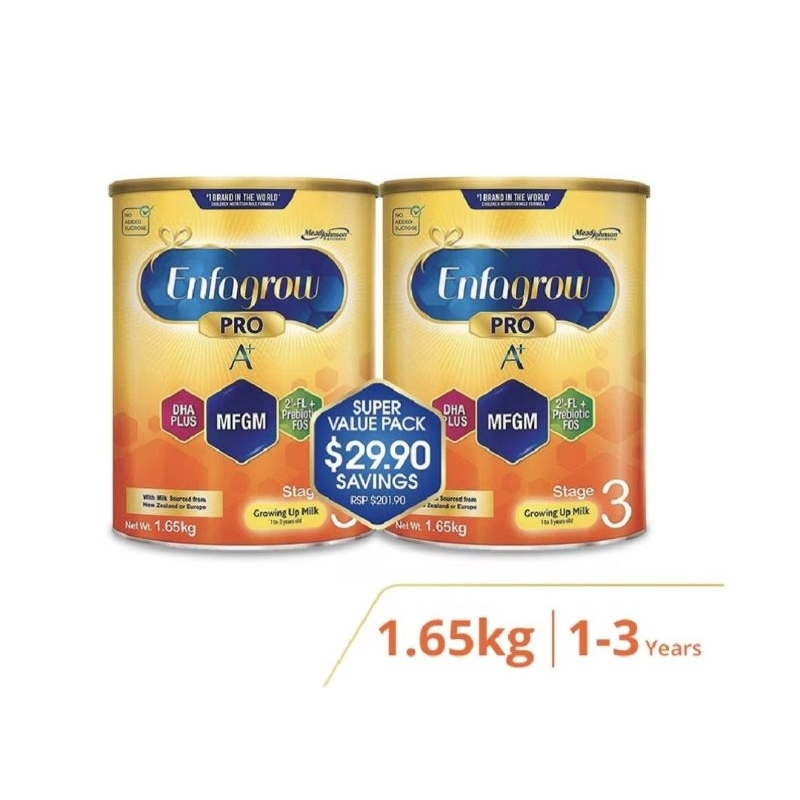 Enfagrow Stage 3 Milk Powder Formula For Children Dha+ (1-3Y) Twin Pack 1.65Kg | Shopee Singapore