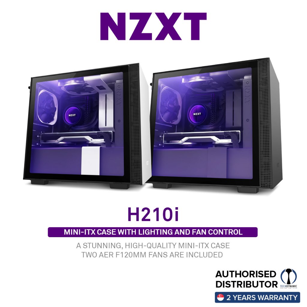 NZXT H210i Mini-ITX Case with Lighting and Fan Control, Black & White ...