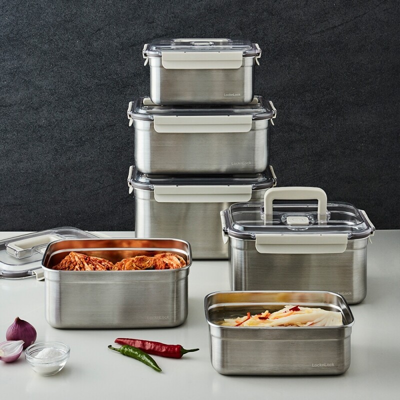 LocknLock Rectangular 3.8L 3.0L NEW Breathing Stainless Steel Kimchi ...