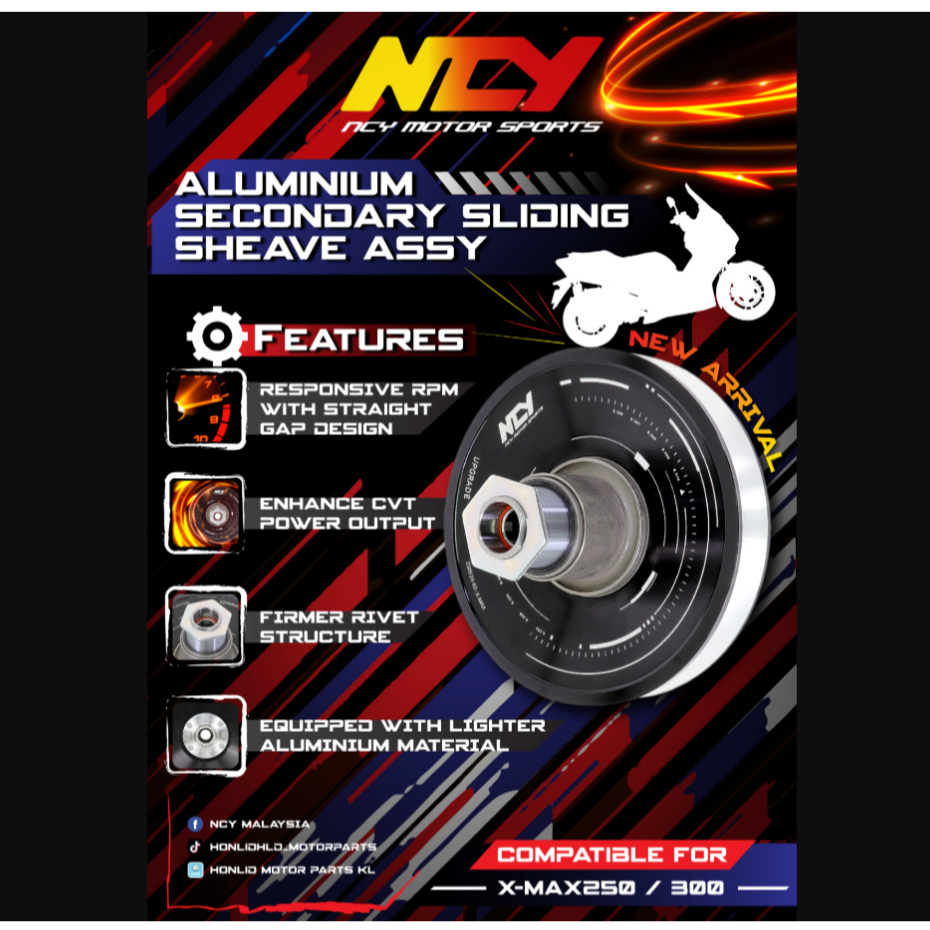 NCY XMAX250 XMAX300 RACING TORQUE DRIVE SECONDARY SLIDING SHAVE ASSY ...