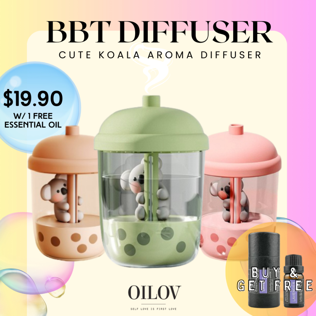 [SG] Cute Bubble Tea Koala Electric Aroma Diffuser + 1 FREE Essential ...