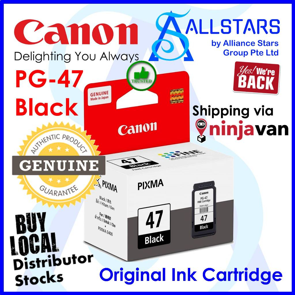 (ALLSTARS) Original Canon PG-47 / PG47 Black Ink Cartridge / 9057B001AA ...