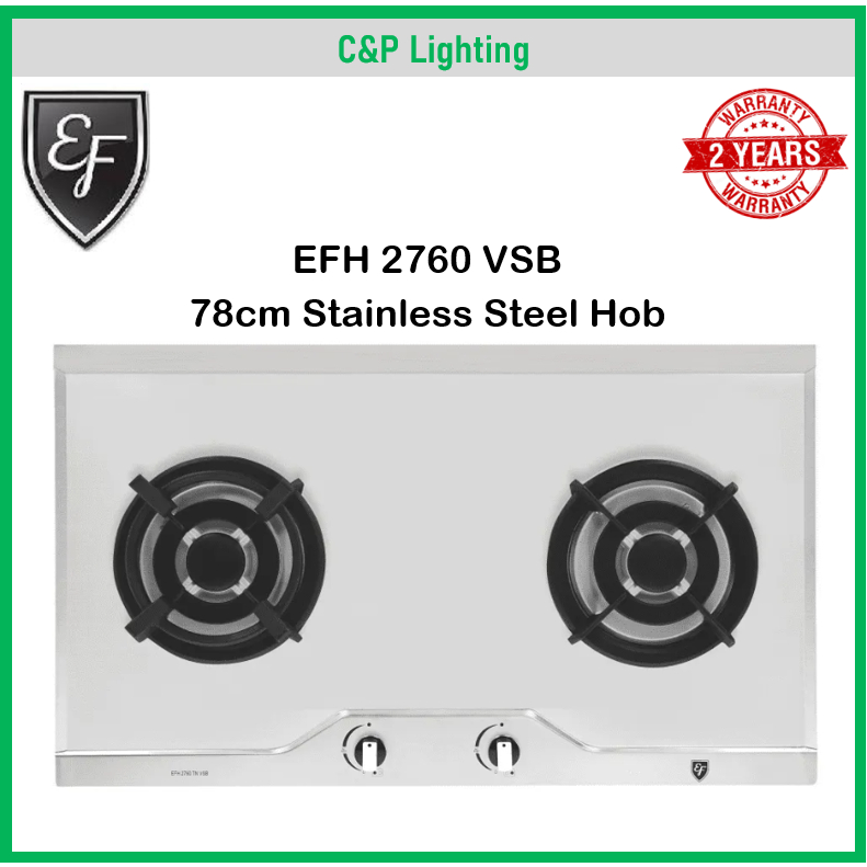 EF 78cm 2 Burner Stainless Steel Cooker Hob Gas Stove EFH 2760 TN VSB ...
