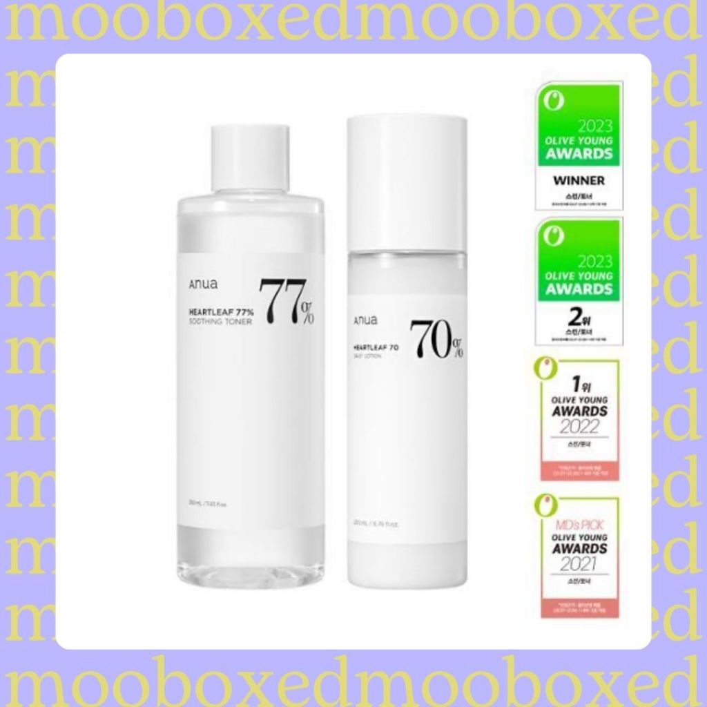 Anua Heartleaf Soothing 77 toner + Houttuynia cordata 70 lotion duo ...