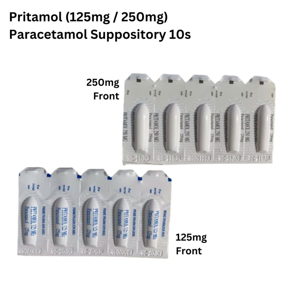 Pritamol (125mg / 250mg) Paracetamol Suppository 10s for Headache Fever ...