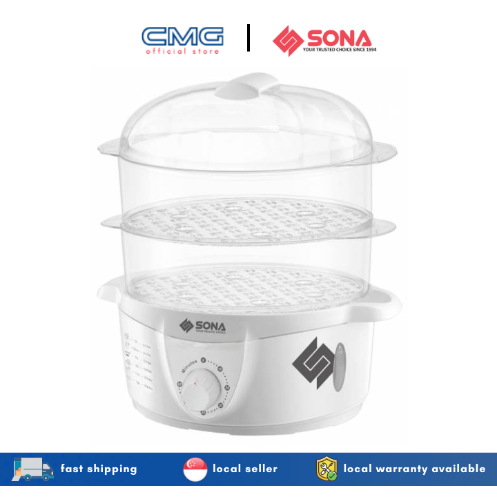 Sona 9.0L (3 Tier) Electric Steamer SSR2046 Removable Steam Tray Water ...