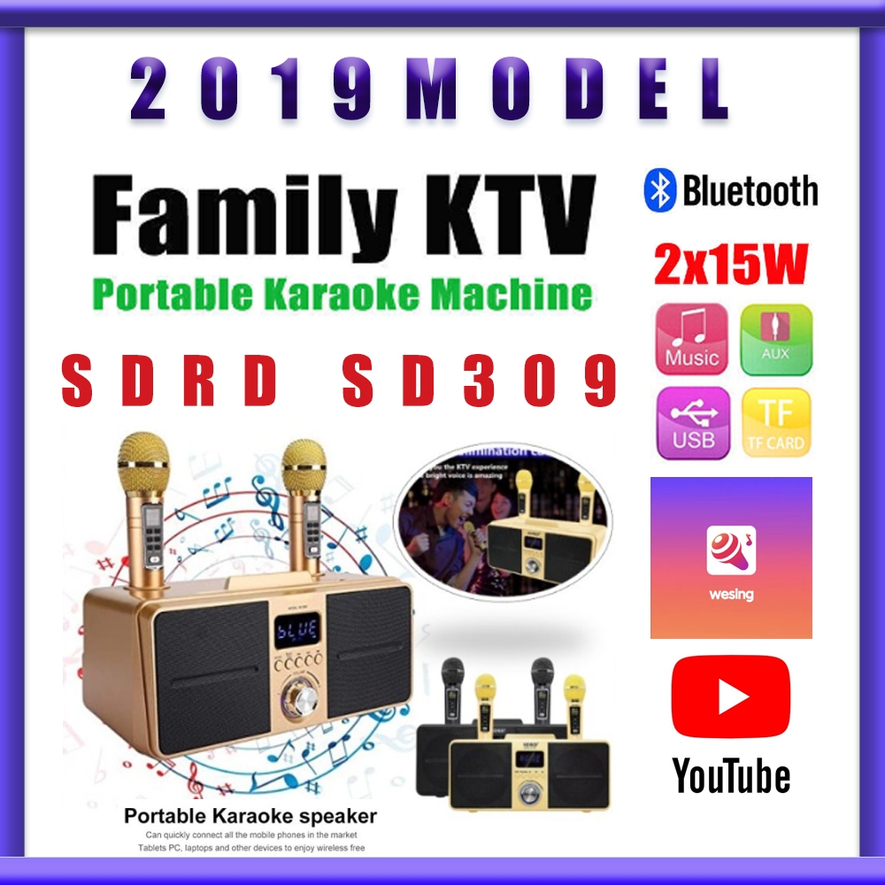 SDRD SD-309 Portable Family Karaoke System Condenser Wireless Stereo ...